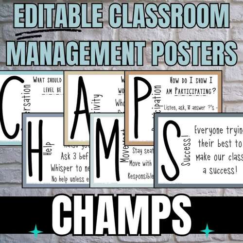 CHAMPS Posters Editable Classroom Management Tool Strategy by ...