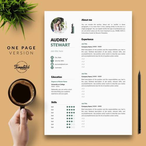 Modern Resume - Audrey Stewart / Professional Resume for MS Word ...