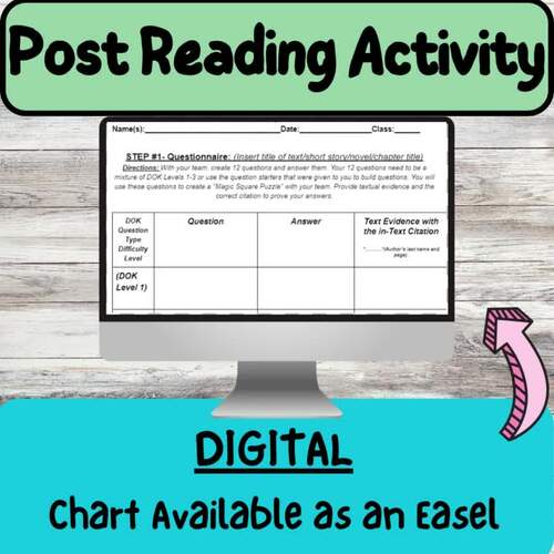 Reading Activity for Any Text | Post-Text | Novel, Short Story Middle ...