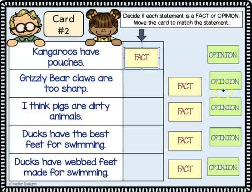 FACT and OPINION Activities Animal-themed GOOGLE SLIDES + EASEL