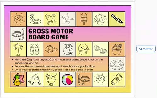 Summer Fun Gross Motor Board Game | Boom Cards Deck by A Pedi PT