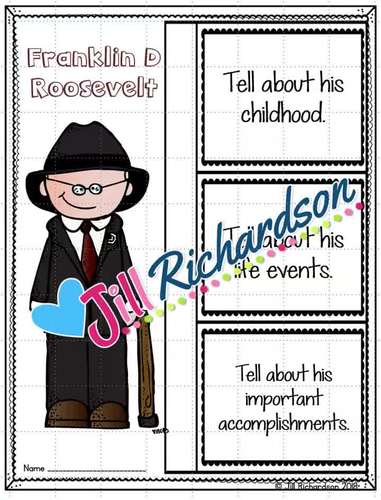 Biography Template Franklin D. Roosevelt Writing Project by Jill Richardson