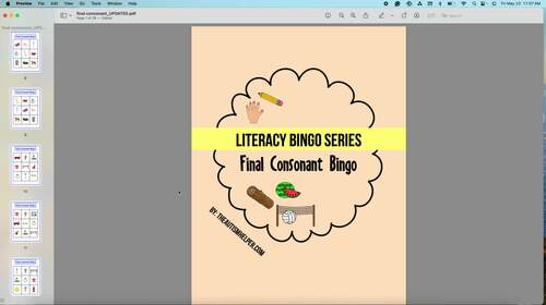 Final Consonant Bingo by The Autism Helper | TPT