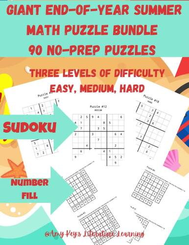GIANT End-of-Year Summer Math Puzzle Bundle – 90 No-Prep Puzzles for ...
