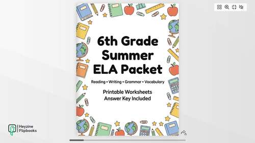 6th Grade Summer ELA Packet | Reading, Writing, Grammar & Vocabulary Review