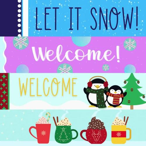 Animated winter Google Classroom headers banners set 1 for December January