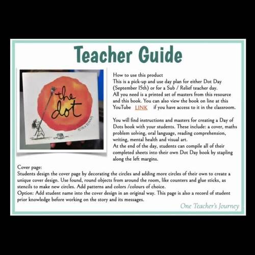 A Day of Dots lesson ideas for Book Day or Dot Day activities 1st - 3rd ...