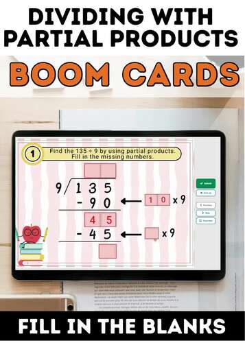 Division with Partial Quotients | Boom Cards™ | 2-3 Digit by 1 Digit