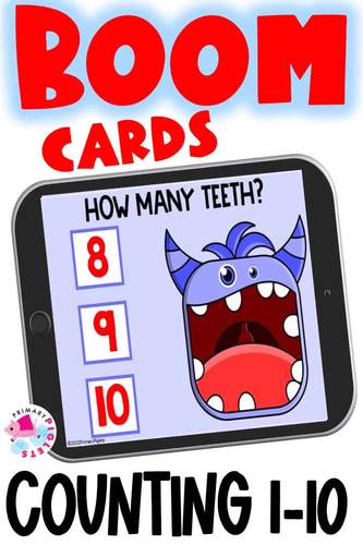 COUNTING TO 10 MATH BOOM CARDS by Primary Piglets | TPT
