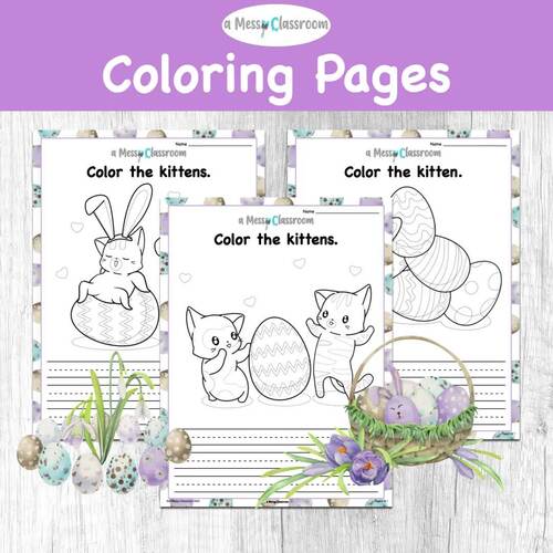 easter kitten coloring pages