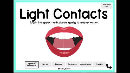 LIGHT CONTACTS Stuttering Strategy (Boom Cards™) by Martha Speech