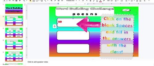 Word Building CHALLENEGE-POWER POINT SLIDES by Miss O's Circle | TPT
