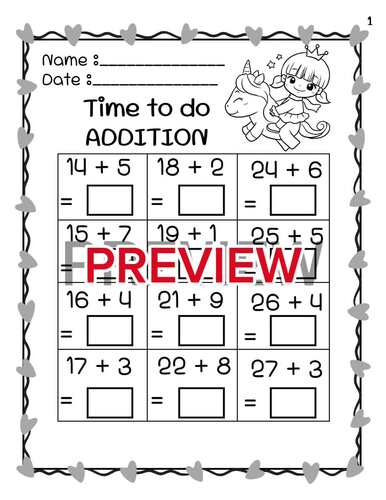 Addition and Subtraction Problems for Grade 1 ,2,3 Fantasy Fairy Tale Theme