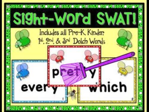 Sight Word Swat Game - Dolch Sight Word Activity by Monkey Bars | TPT