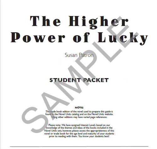 The Higher Power of Lucky Novel Units® Student Packet Novel Study