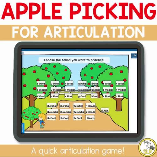Speedy Speech Quick Articulation Game - Fall Apples - Digital Boom Cards