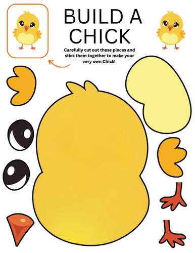 Build a Chick Printable Craft | Easter Cut and Paste Activity for Kids ...