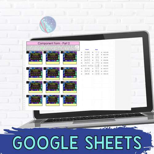 Component Form Part 2 Digital Activity with Google™ Sheets by Calculus4u