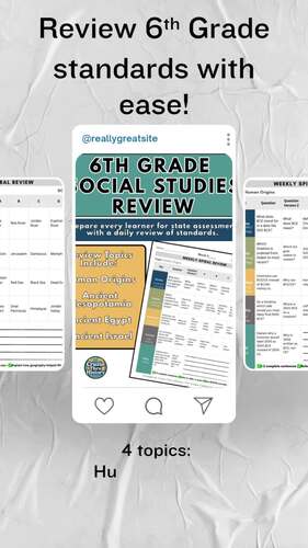6th Grade Social Studies Review / Test Prep / Middle School / Study Guide