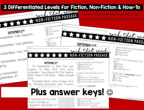 Reading Comprehension Passages and Questions for September 11 and ...