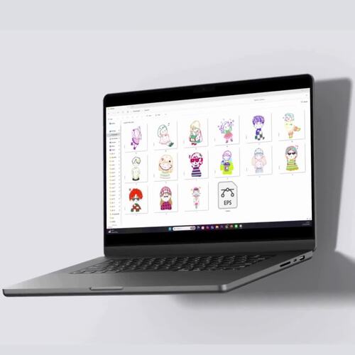Cute Minimal Cartoon Characters Clipart | Digital PNG & EPS by ...
