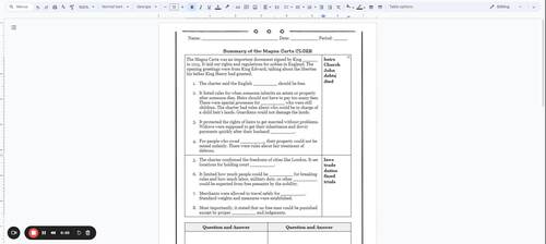 Summary of the Magna Carta CLOZE | Reading | History by Texas History ...