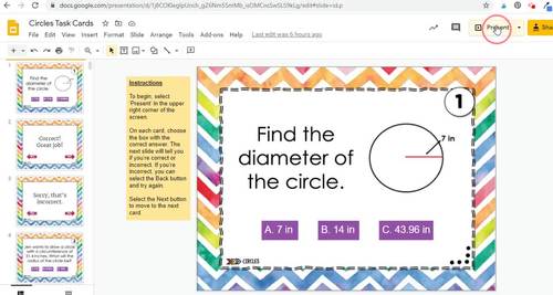 Circles Math Task Cards and Quiz Digital Resource by Cognitive Cardio Math