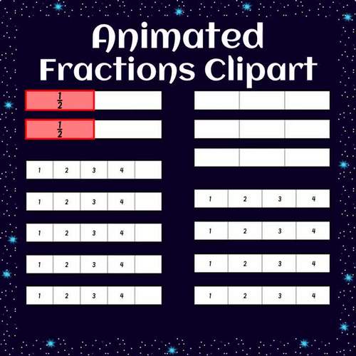 Animated GIF Shaded Strip Fractions Clipart by Colleen's Cosmic Collection