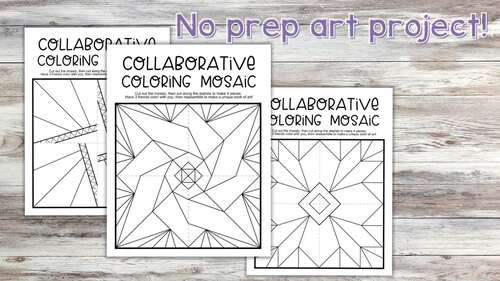 Collaborative Coloring Mosaic Art Activity by Pacific Printables