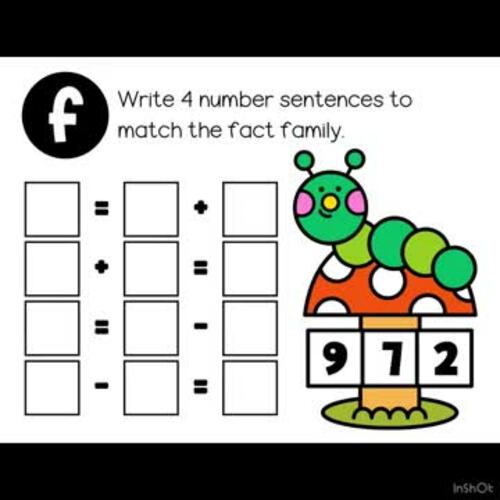 Add + Subtract Fact Families within 10 Task Cards for 1st Grade | TPT