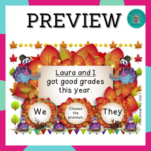 Thanksgiving Pronouns Boom™ Cards by The British Kitty | TPT