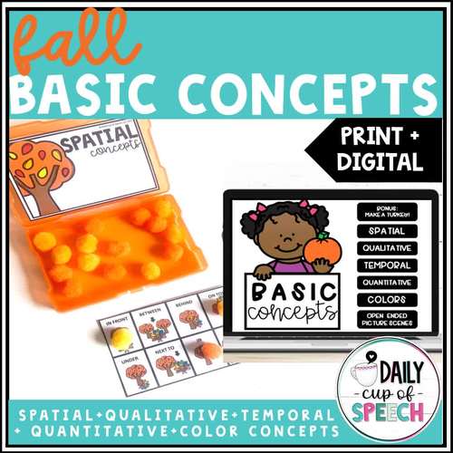 Basic Concepts Fall Speech Therapy Activities by Daily Cup of Speech