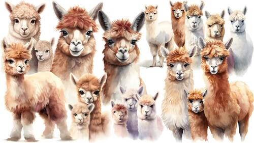 Watercolor Alpaca Clipart Set of 20 Files by ArtisticTimberStudio