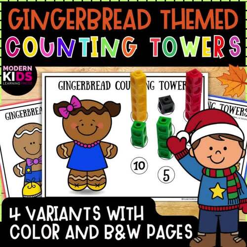 Counting Towers & Number Stairs - Gingerbread Themed Preschool Math ...