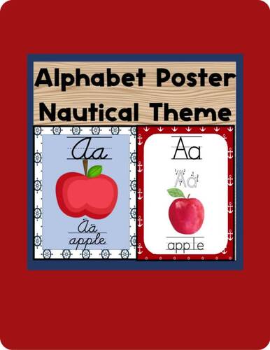 Alphabet Posters A to Z Flashcards Classroom Decoration Nautical Theme