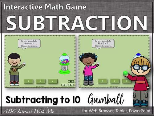 Subtraction within 10 Interactive Math Game {Gumball} by ABC Interact ...