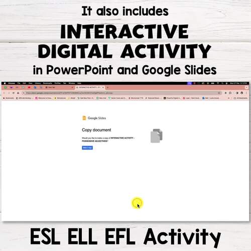 ESL ELL EFL Task Cards and Activities to Practice Possessive Adjectives