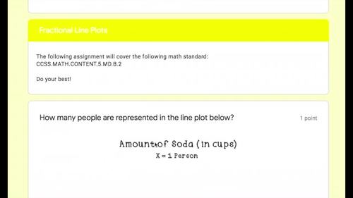 Fractional Line Plots Google Classroom™ 4 Pack - Fifth Grade 1/2 off ...