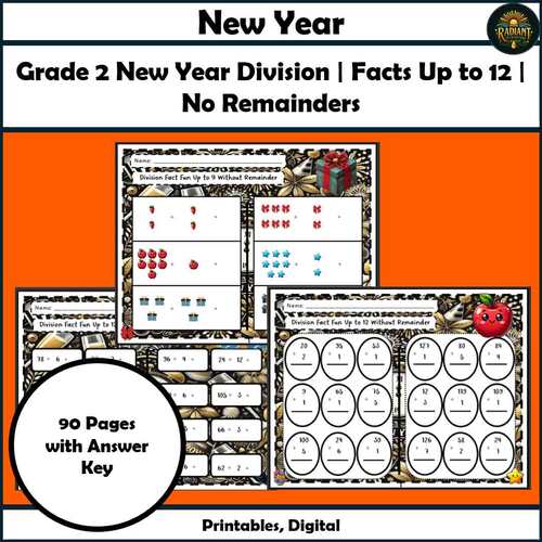 Grade 2 New Year Division | Facts Up to 12 | No Remainders | TPT