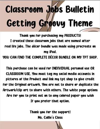 Getting Groovy Disco Theme- Authentic Classroom Jobs Bulletin Board Display