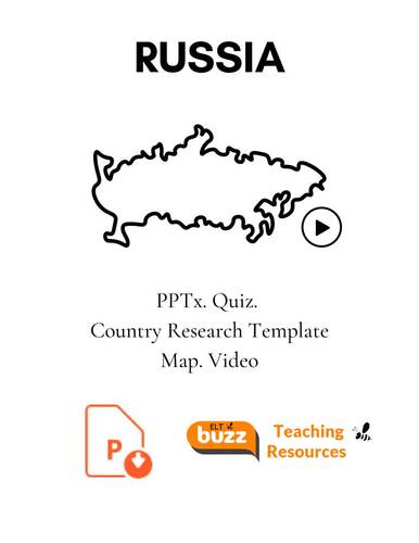 Russia. PPTx. Video. Quiz. Research Template. Geography. Culture. ELA. ESL.