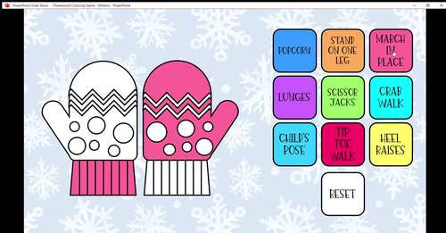PowerPoint Coloring Gross Motor Game | Winter Mittens Theme by A Pedi PT
