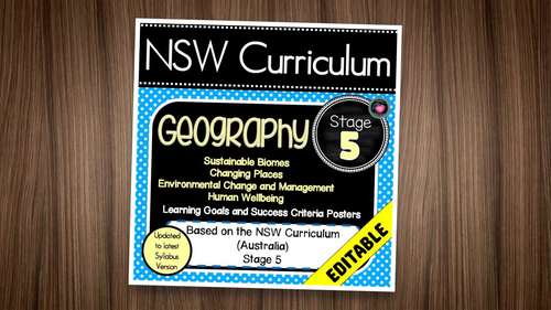 NSW CURRICULUM STAGE 5 GEOGRAPHY Learning Goals & Editable Success Criteria