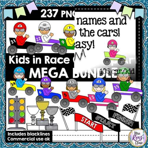 Race Car Clip Art - Race Car Graphics (237 images) Mega Set by Mrs Renz ...