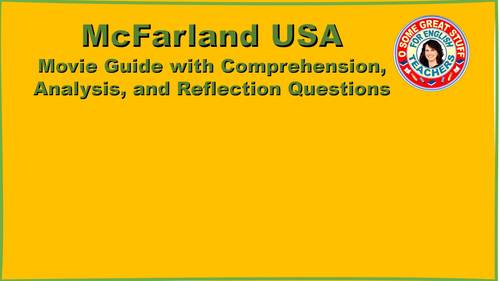 McFarland USA Movie Guide with Comprehension Analysis and Reflection ...