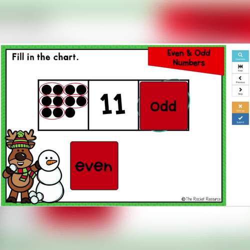 Christmas Odd and Even Numbers BOOM™ Cards Standard 2.OA.C3 | TPT