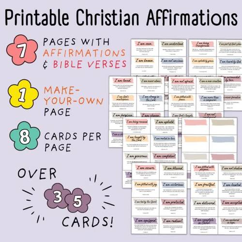 50+ Printable Christian Affirmation Cards | Daily Bible Verse Encouragement