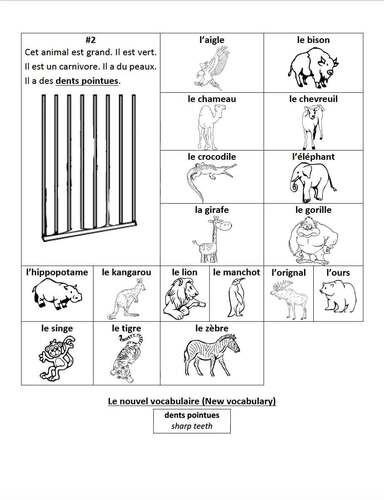 Core French Zoo and Wild Animals Handout: Les animaux échappés | TPT