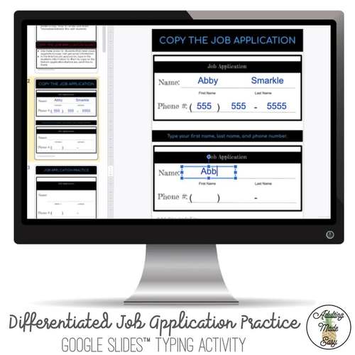 Job Application Practice Google Slides & Boom Cards Typing Activity
