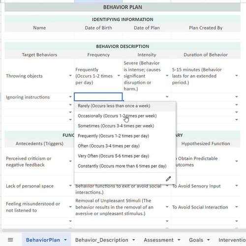 Behavior Intervention Plan, Positive Behavior Plan, Behaviour Support Plan